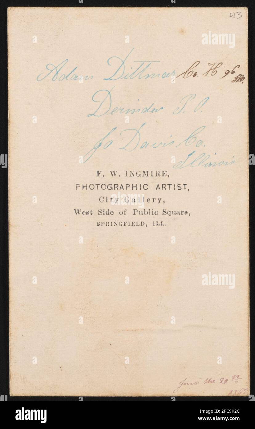 Private Adam Dittmar of Co. H, 96th Illinois Infantry Regiment in ...