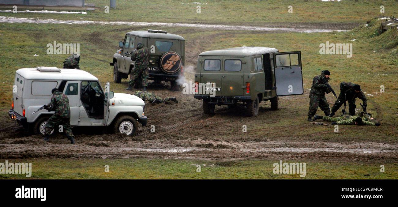 Russian interior troops soldiers seen during exercises at an interior ...