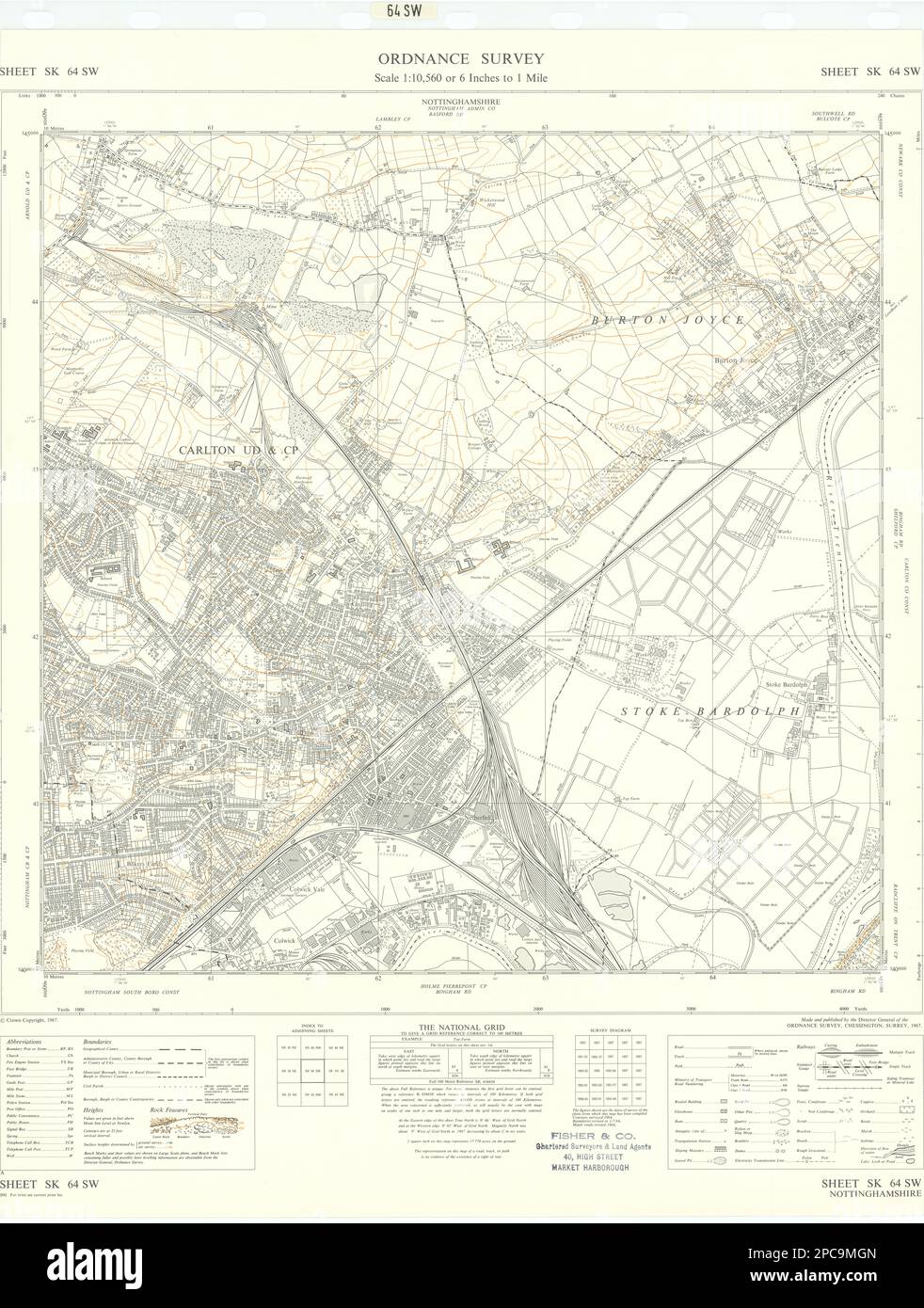Ordnance Survey SK64SW Notts Carlton Burton Joyce Stoke Bardolph 1967 ...