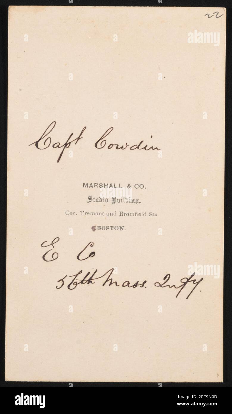Captain Robert Jackson Cowdin of Co. A, 1st Massachusetts Infantry ...