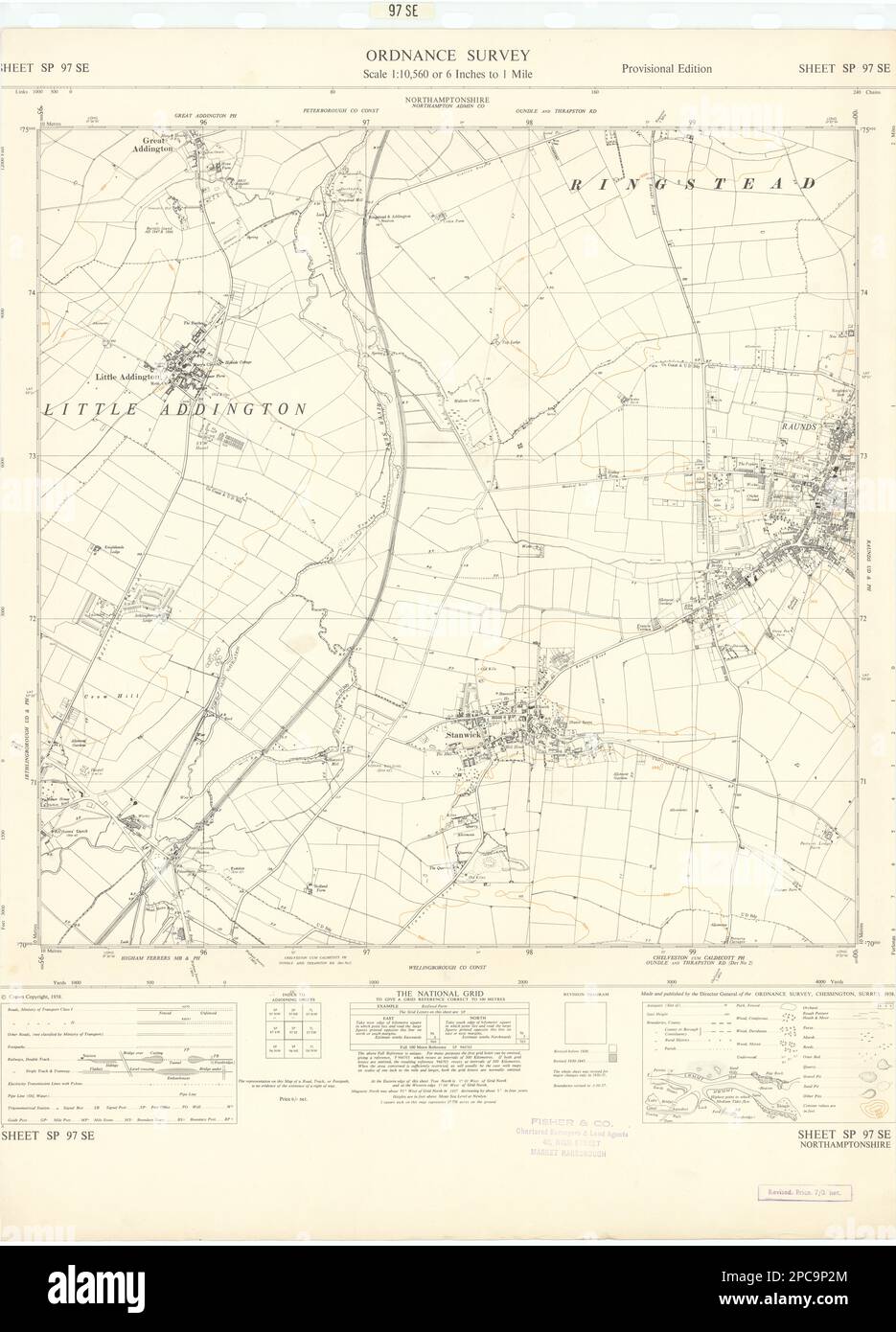 Ordnance Survey SP97SE Northants Raunds Stanwick Little/Great Addington ...