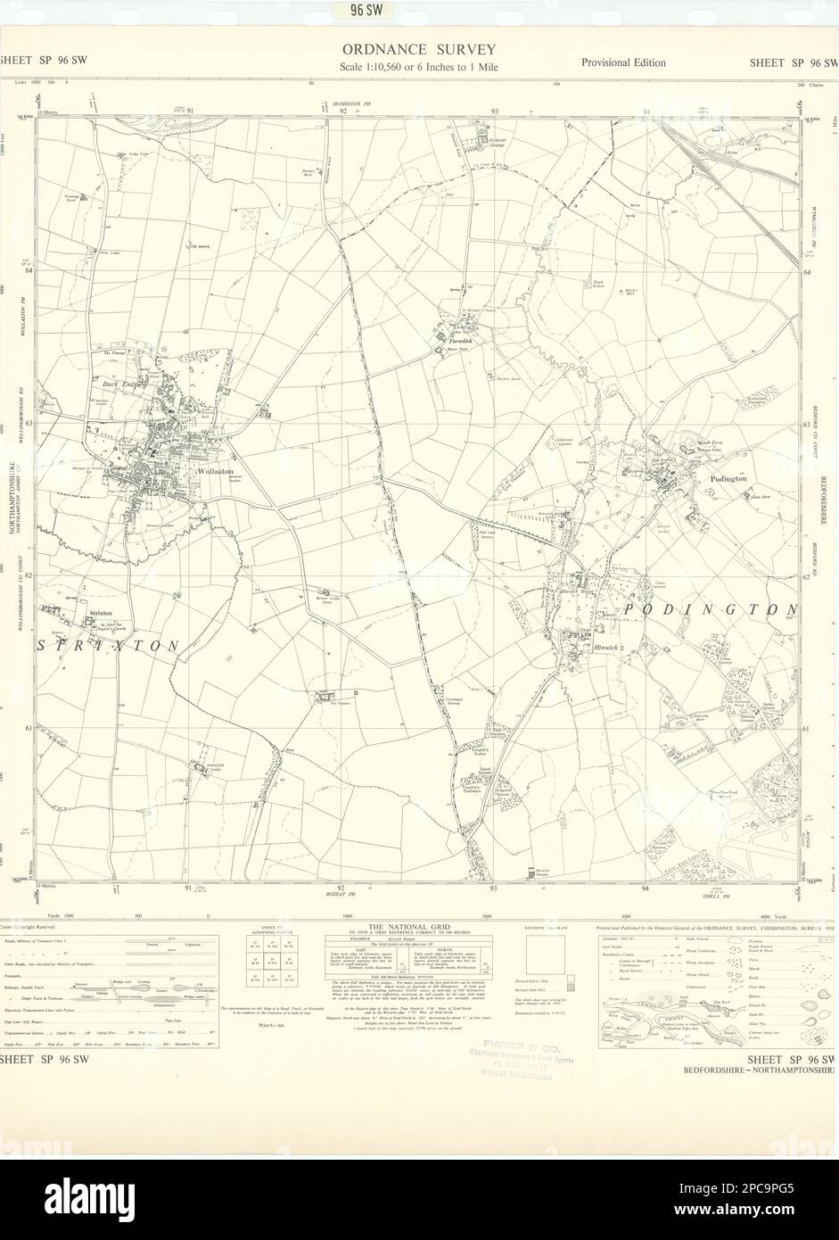 Ordnance Survey SP96SW Northants/Bedfordshire Wollaston Podington 1958 ...