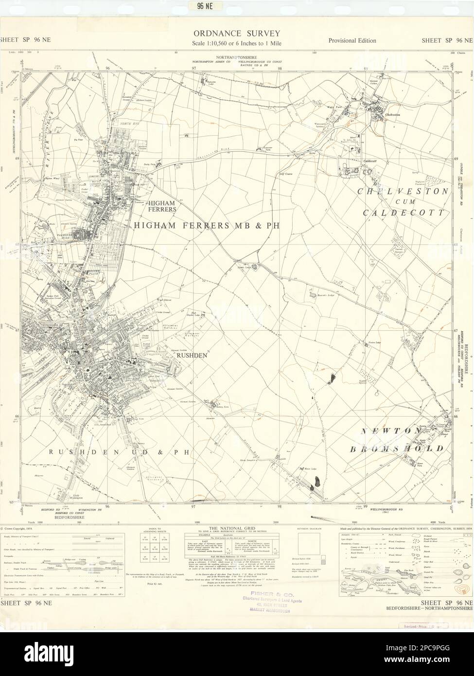 Ordnance Survey SP96NE Northants Rushden Higham Ferrers Chelveston 1959 ...