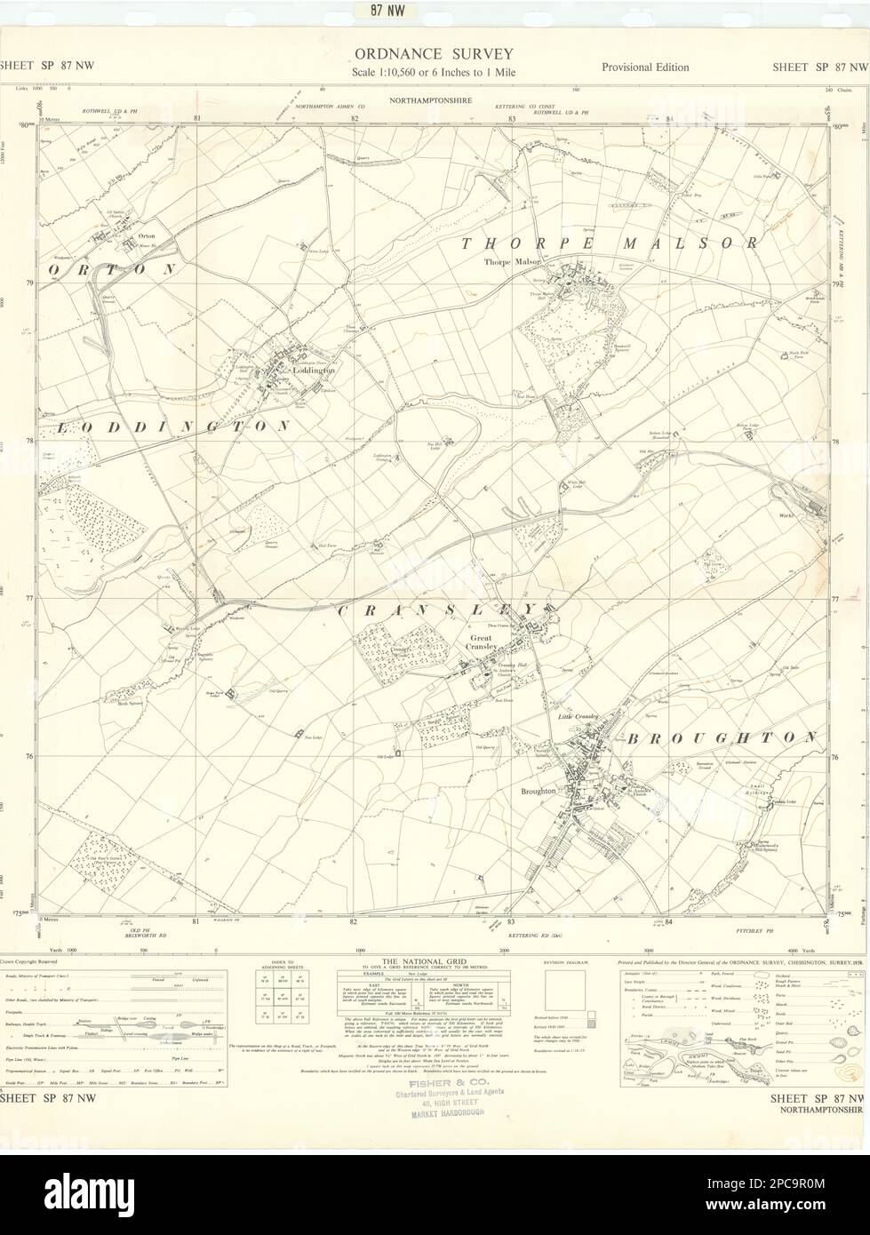 Ordnance Survey SP87NW Northants Broughton Thorpe Malson Loddington ...