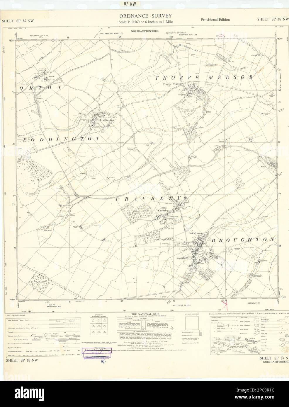 Ordnance Survey SP87NW Northants Broughton Thorpe Malson Loddington ...