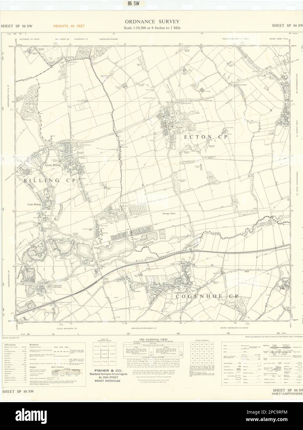 Ordnance Survey SP86SW Northampton Great/Little Billing Cogenhoe Ecton ...