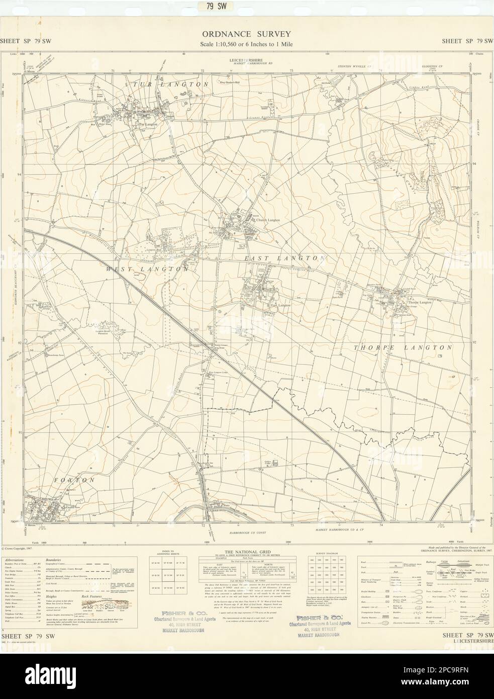 Ordnance Survey SP79SW Leics Foxton Tur East West Thorpe Langton 1967 ...