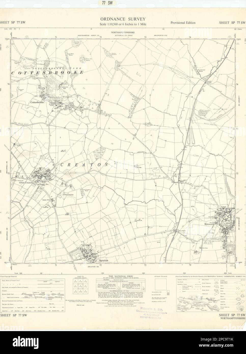 Ordnance Survey SP77SW Northants Brixworth Spratton Creaton Cottesbroke ...