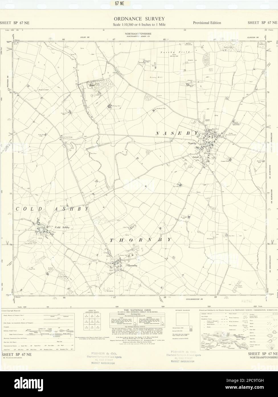 Ordnance Survey Sheet SP67NE Northamptonshire Naseby Cold Ashby Thornby ...
