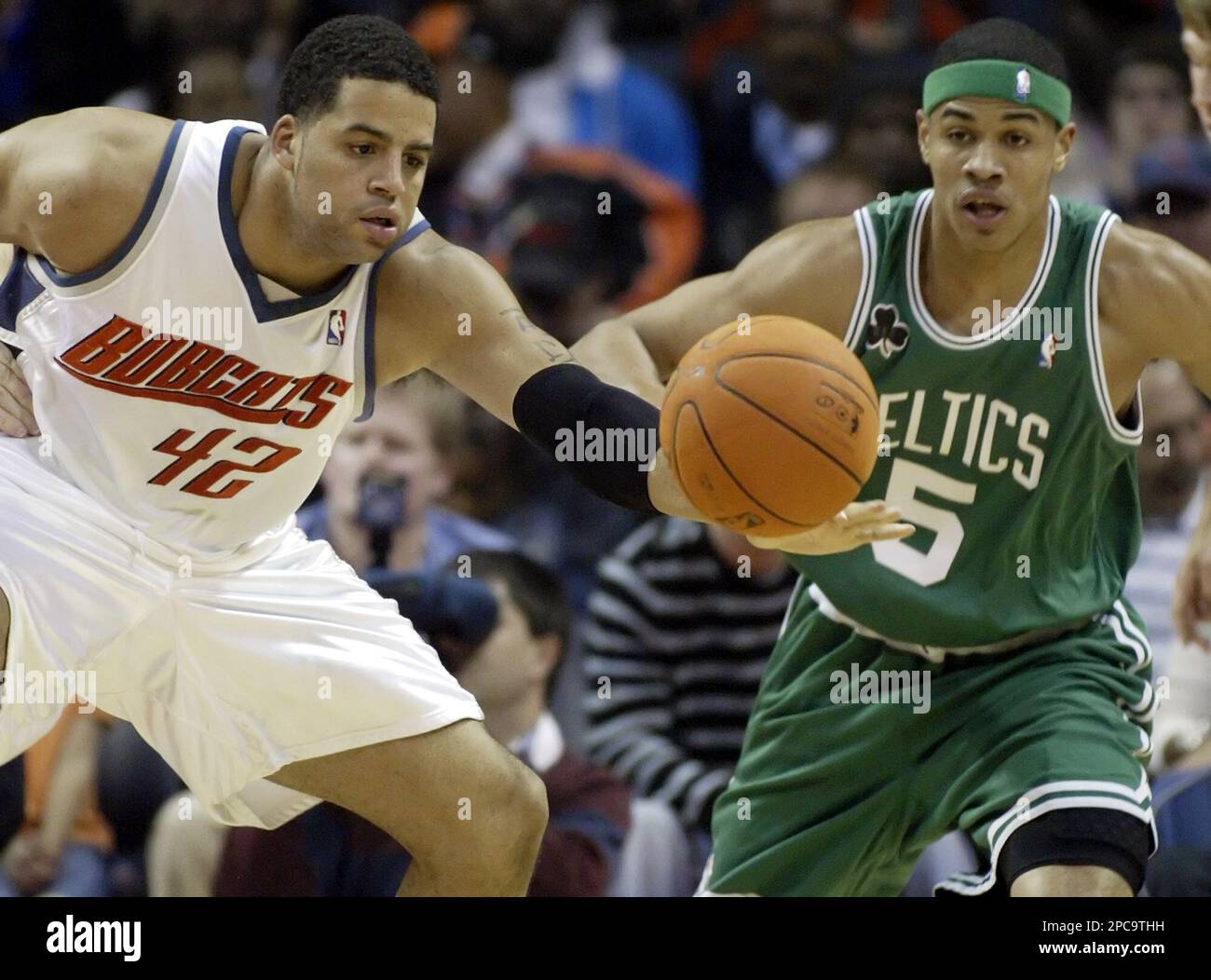 Charlotte Bobcats' Sean May (42) is fouled by Boston Celtics' Gerald ...