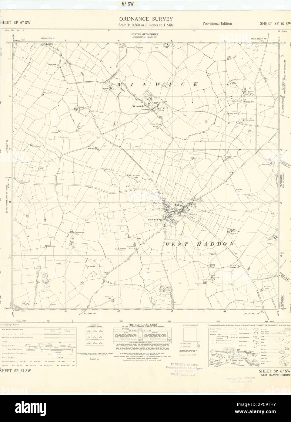 Ordnance Survey Sheet SP67SW Northamptonshire West Haddon Winwick 1958 ...