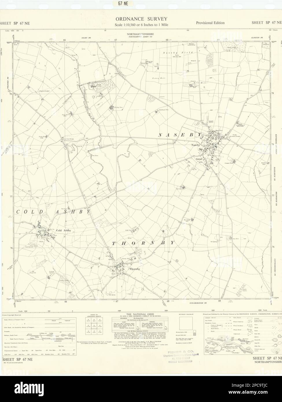 Ordnance Survey Sheet SP67NE Northamptonshire Naseby Cold Ashby Thornby ...