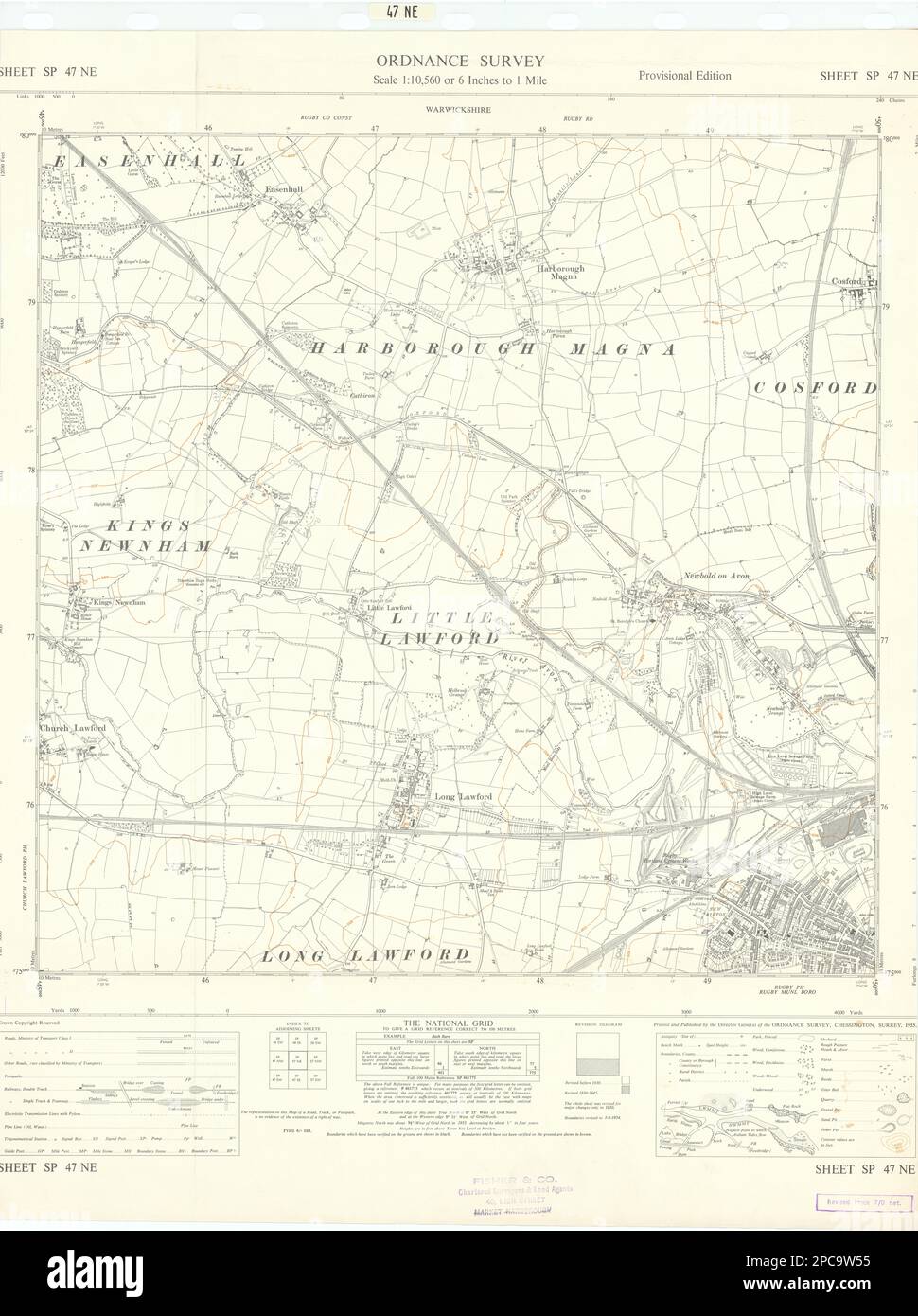 Ordnance Survey SP47NE Warks Rugby Newbold/Avon Long Lawford Harborough ...
