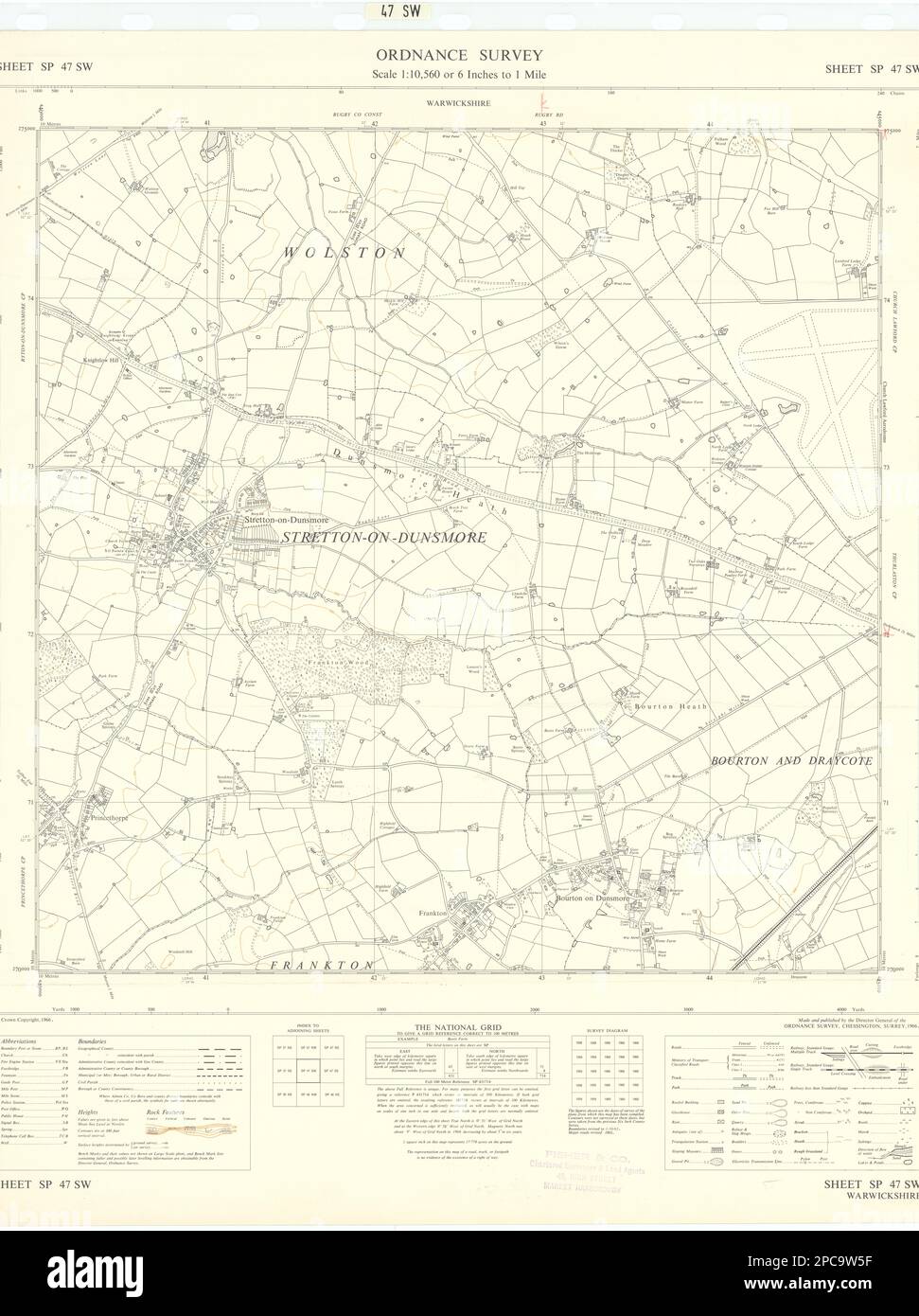 Ordnance Survey SP47SW Warks Bourton/Stretton-on-Dunsmore Frankton 1966 ...