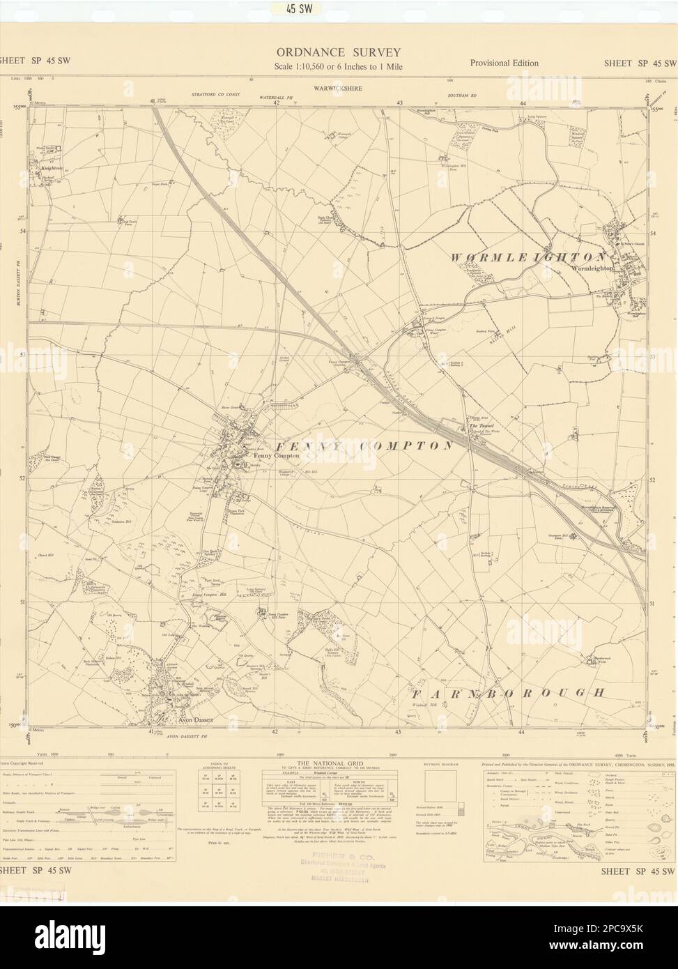 Ordnance Survey SP45SW Warks Fenny Compton Wormleighton Avon Dassett ...