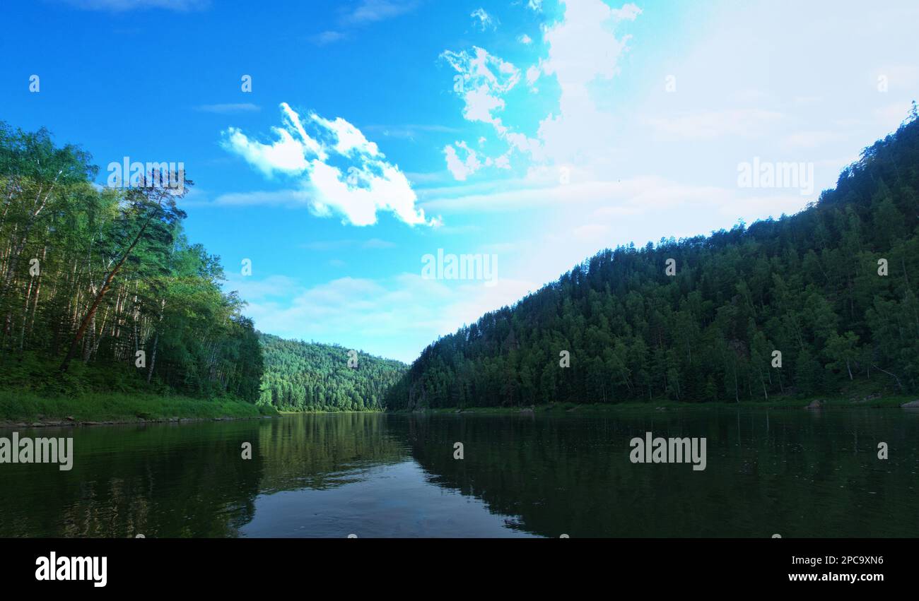 Geography, potamology. Middle Siberia (south part). Panorama of ...