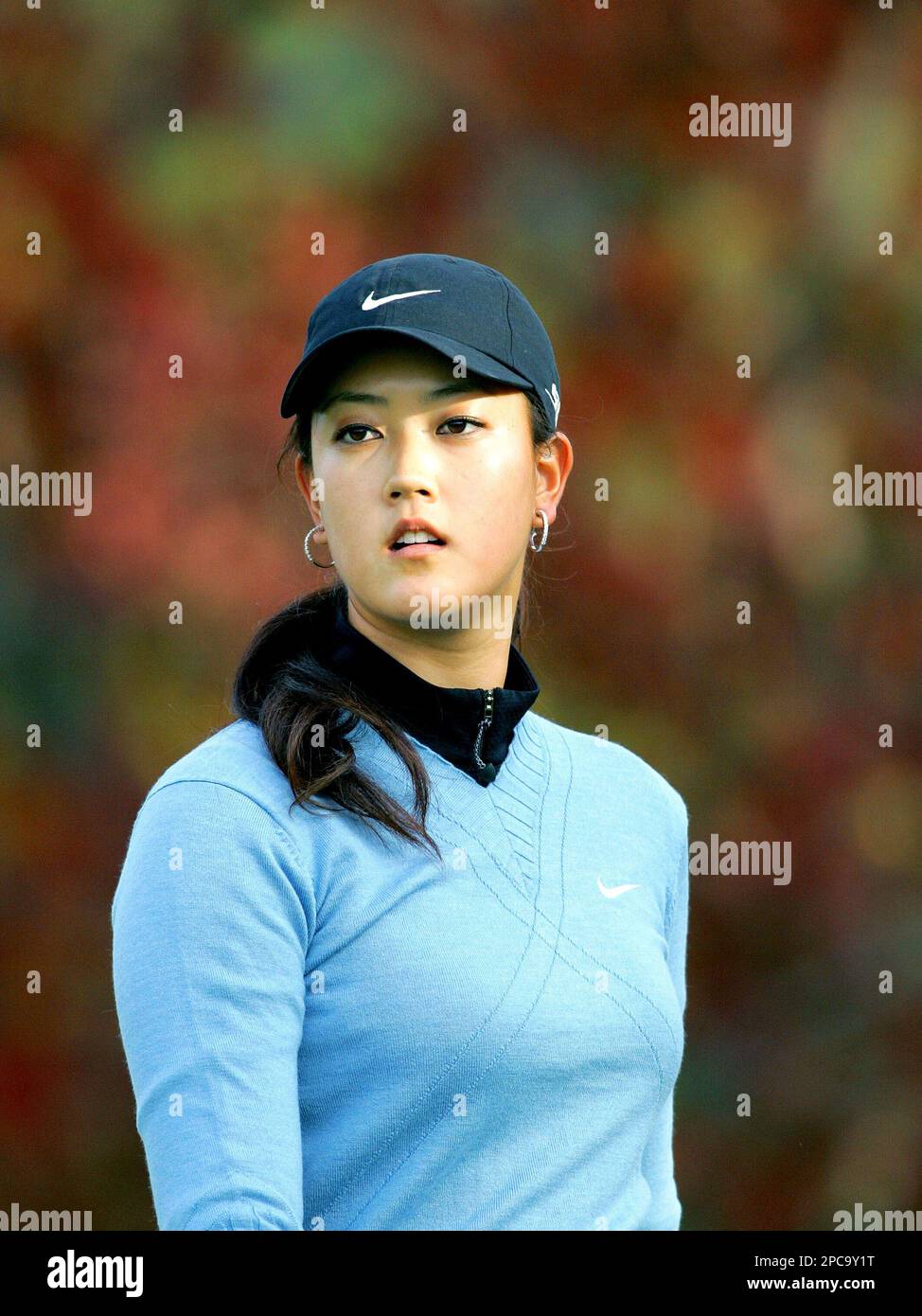 Michelle Wie watches amateur's tee off during the pro-am tournament of ...