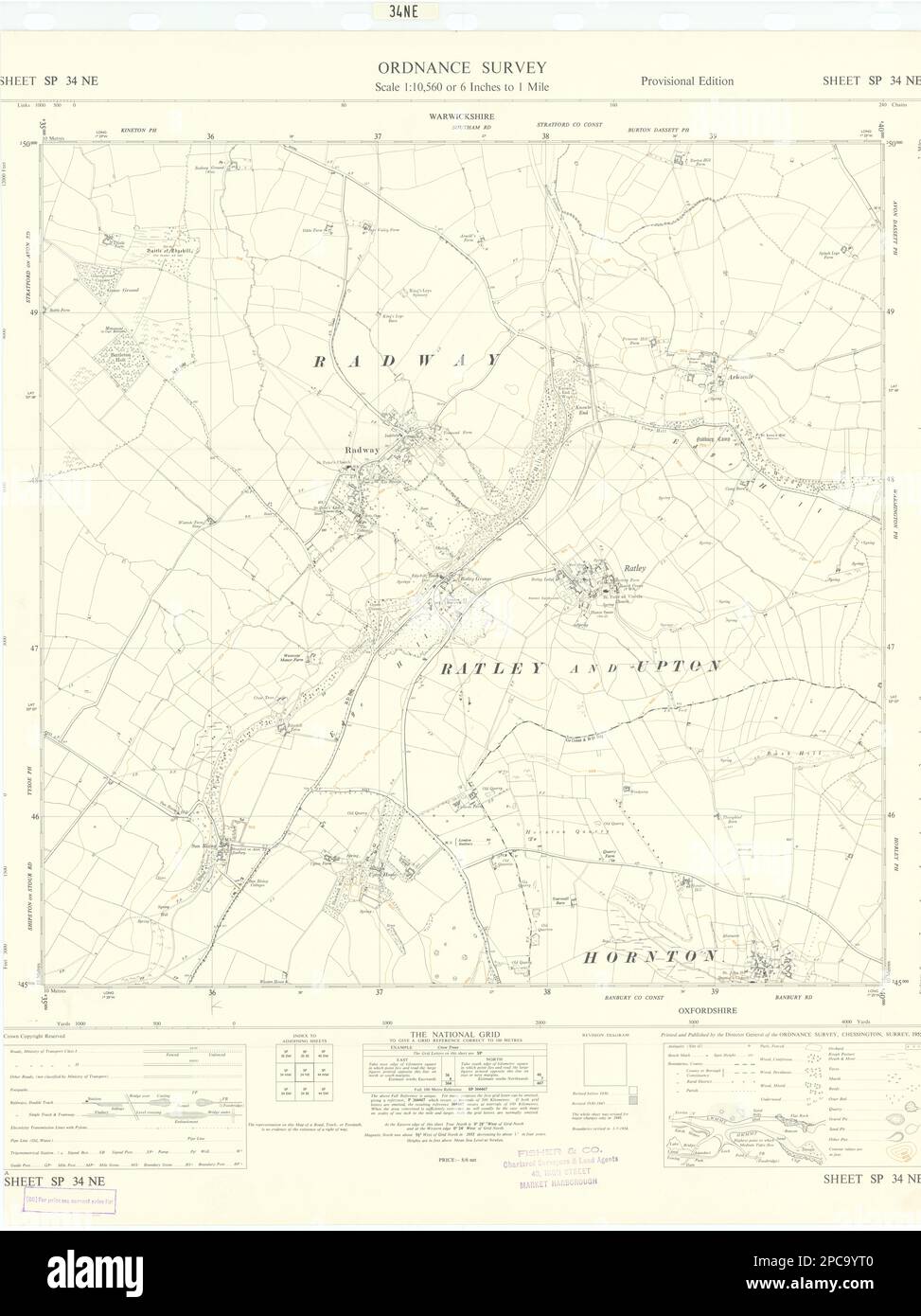 Ordnance Survey Sheet SP34NE Warwickshire Radway Ratley Hornton 1955 ...