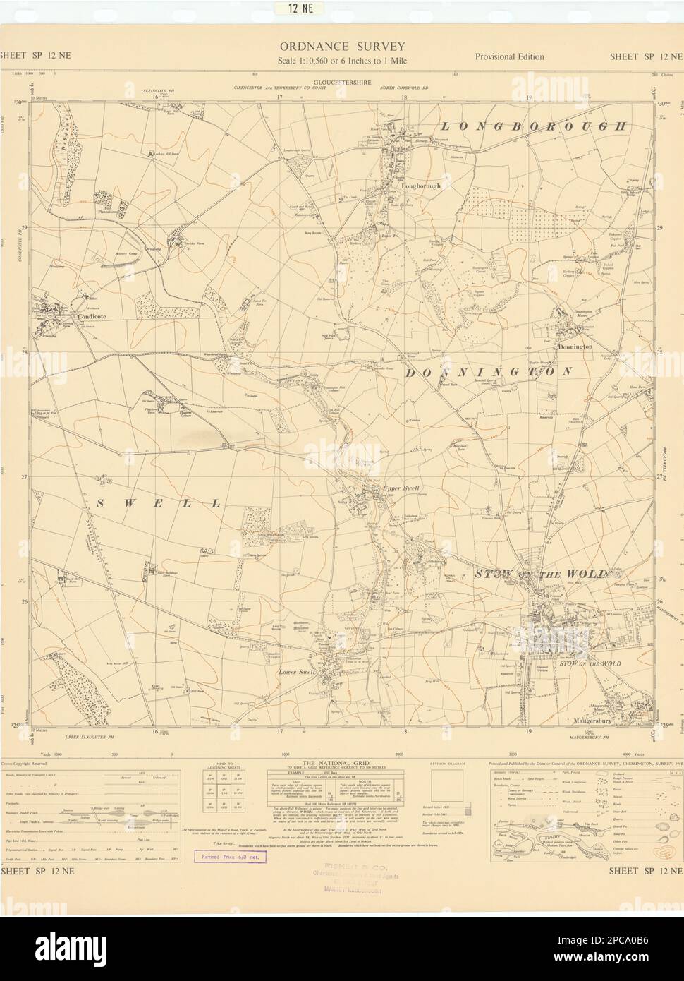 Ordnance Survey SP12NE Cotswolds Stow-on-the-Wold Longborough Swell ...