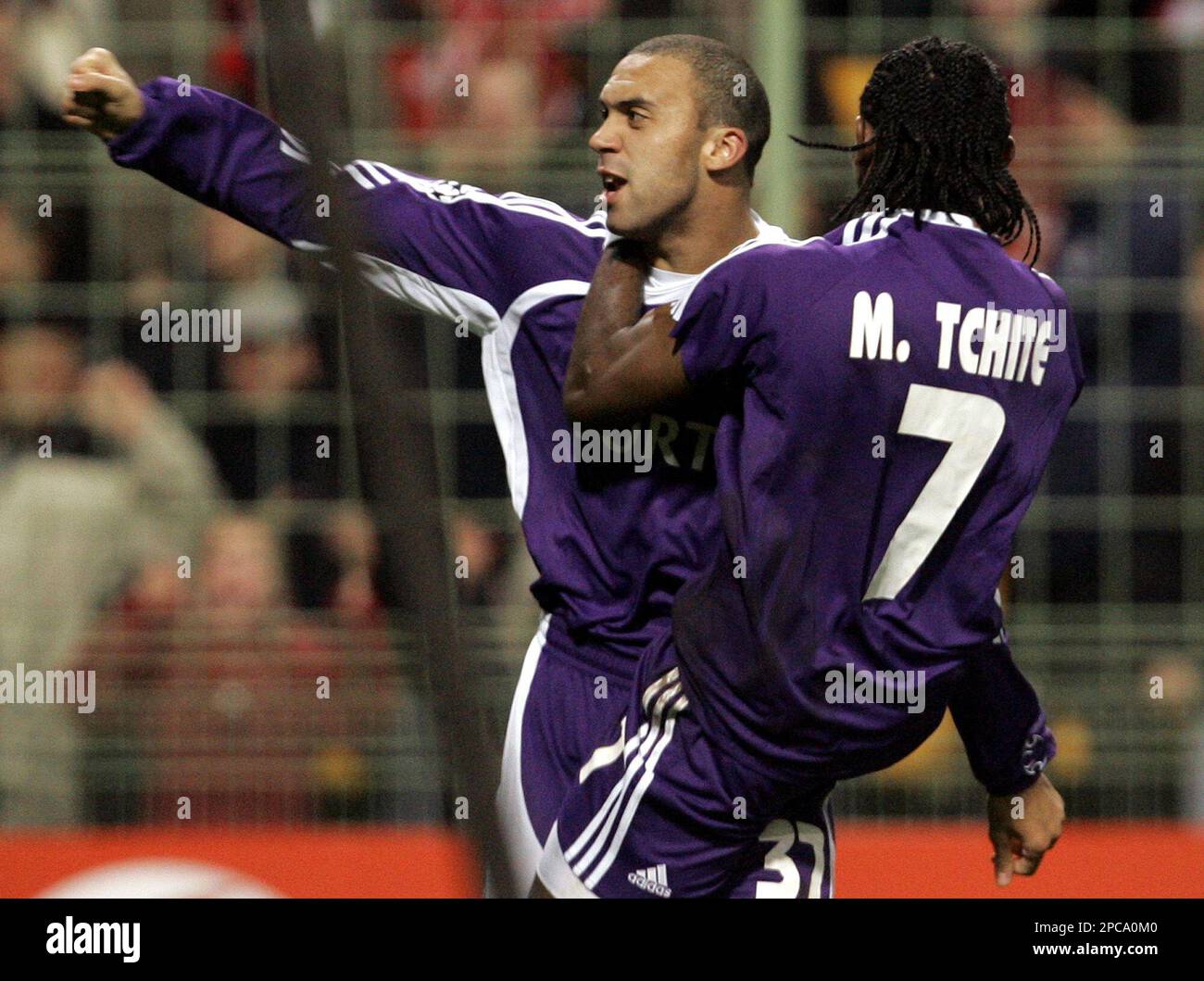 Anderlecht players Anthony Vanden Borre, left, and Mohamed Tchite ...