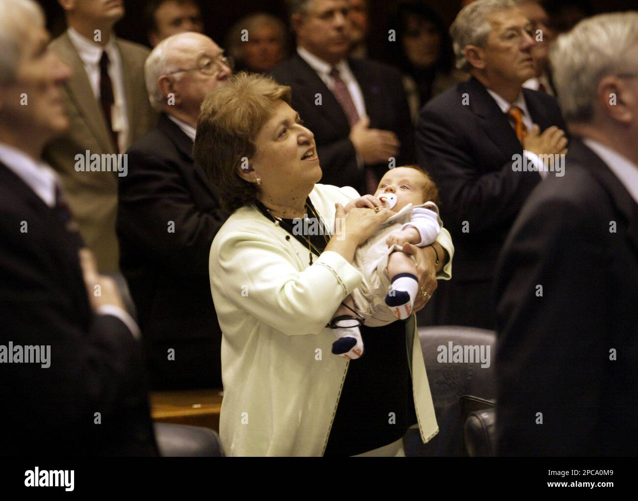 Rep. Cleo Duncan, R-Greensburg, holds her 2-month-old grandson Duncan ...