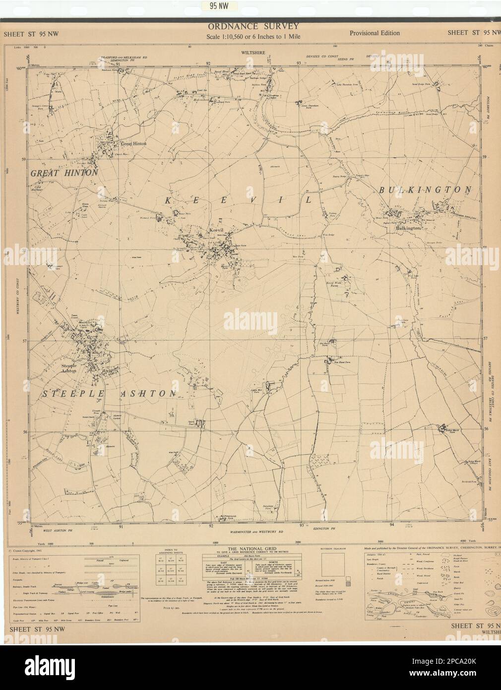 Ordnance Survey ST95NW Wiltshire Steeple Ashton Keevil Great Hinton ...
