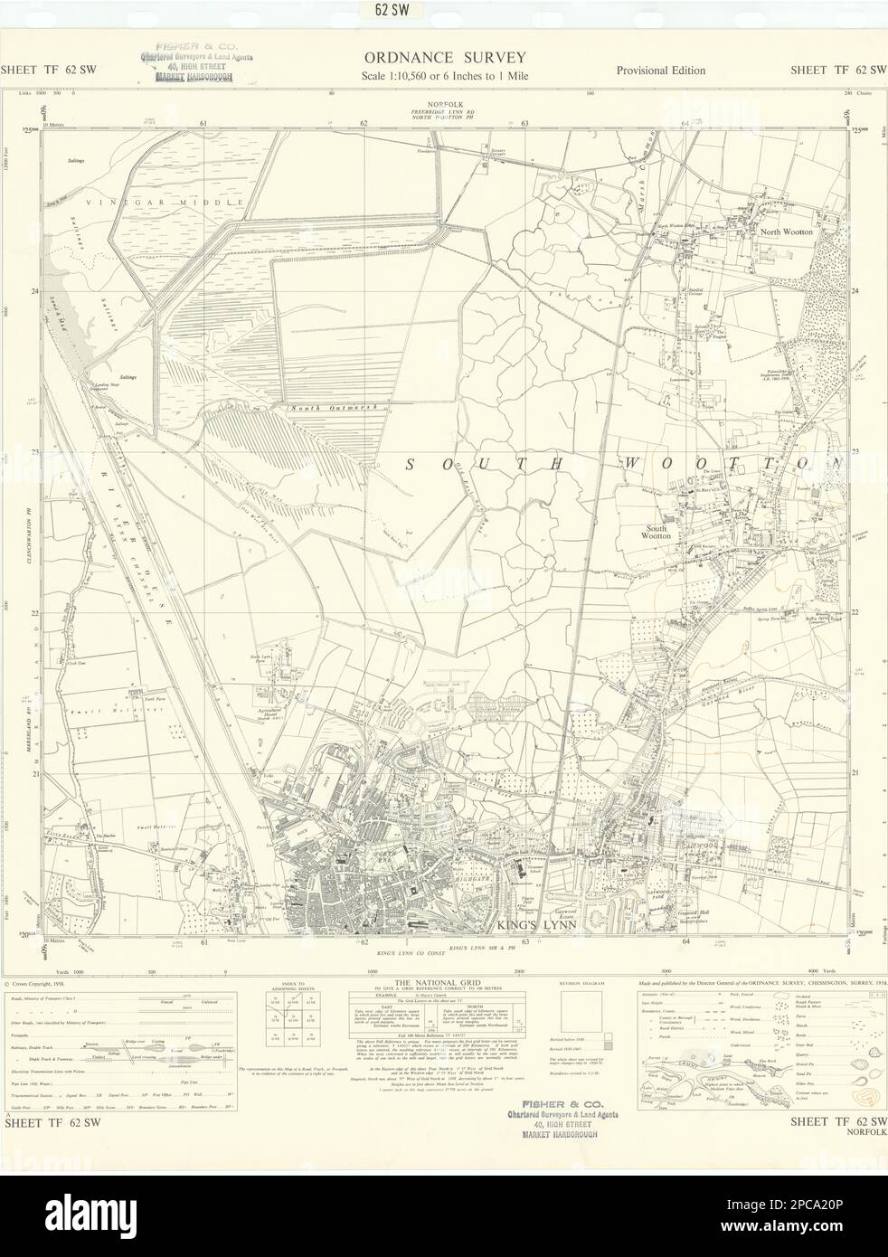 Ordnance Survey TF62SW Norfolk King's Lynn South Woottyon North Wooton ...
