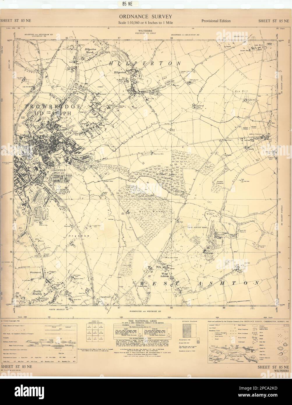 Ordnance Survey ST85NE Wiltshire Trowbridge Hilperton North Bradley ...