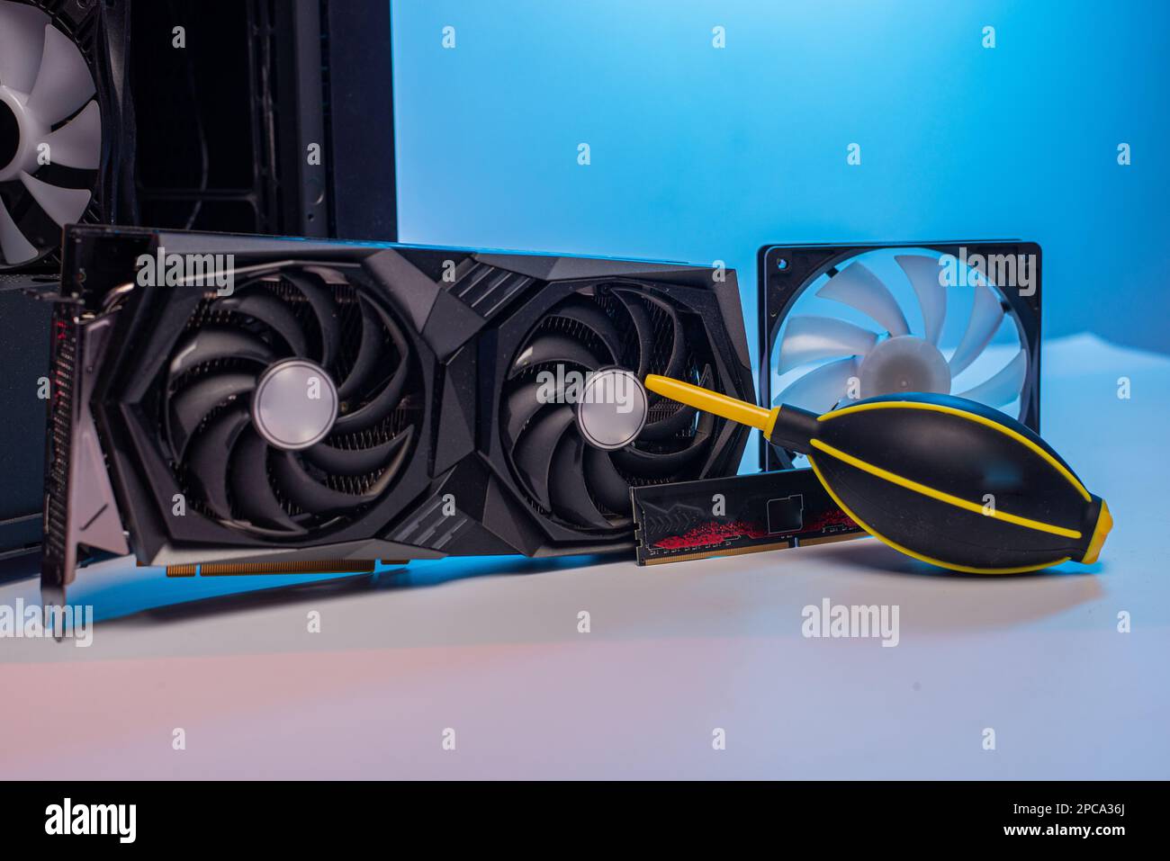 Dirty cooler ventilation system unit computer, cleaning from dust Stock ...