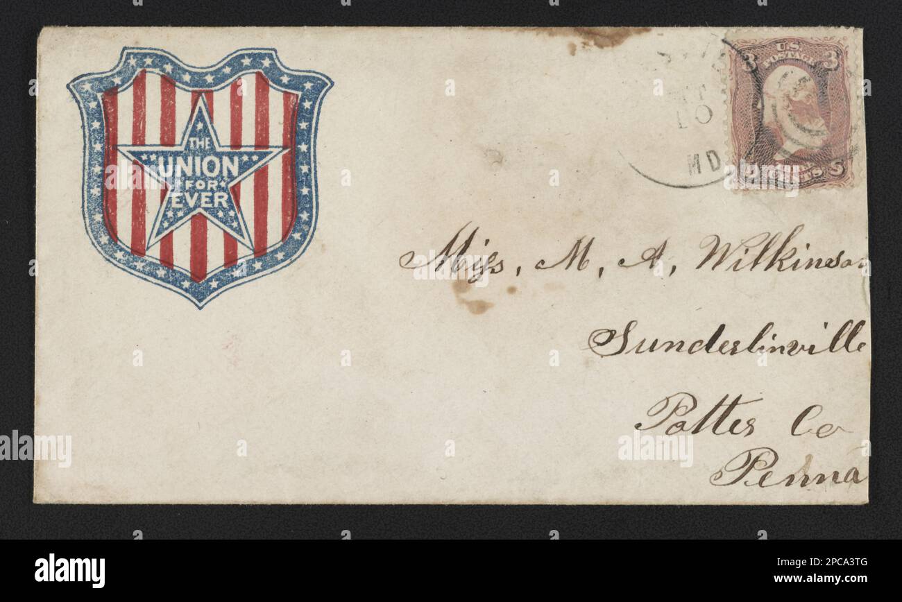 Civil War envelope showing shield and star bearing message "The Union ...