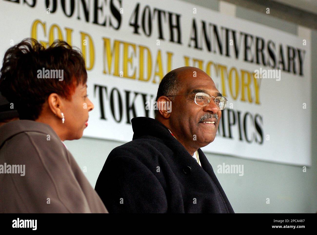 **FILE** Gold medalist Hayes Jones, right, relaxes with his wife ...