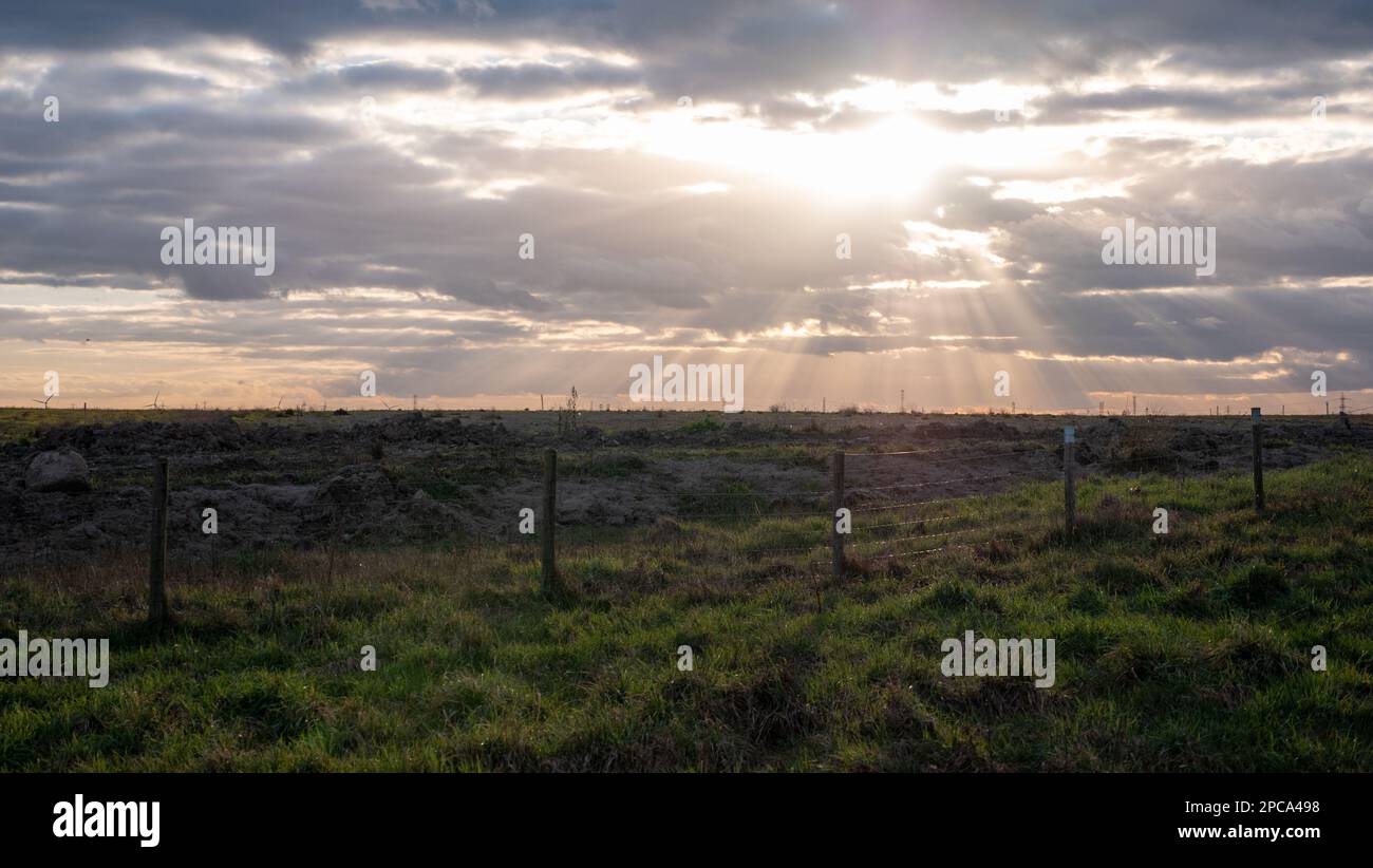 A sunset view at Essex Wildlife Trust Thameside Nature Discovery Park ...