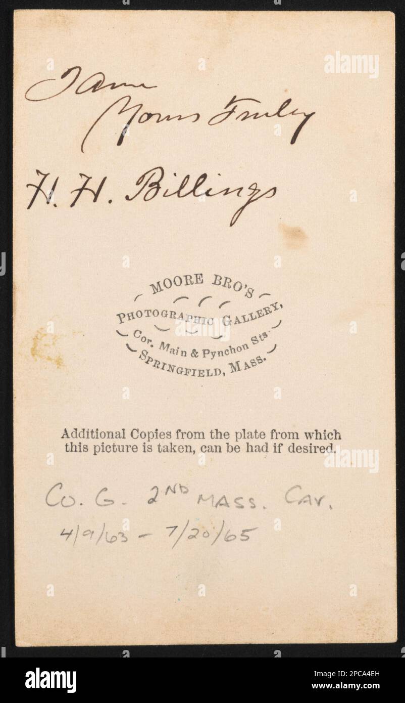 Veterinary Surgeon Harry H. Billings of Co. G, 2nd Massachusetts ...