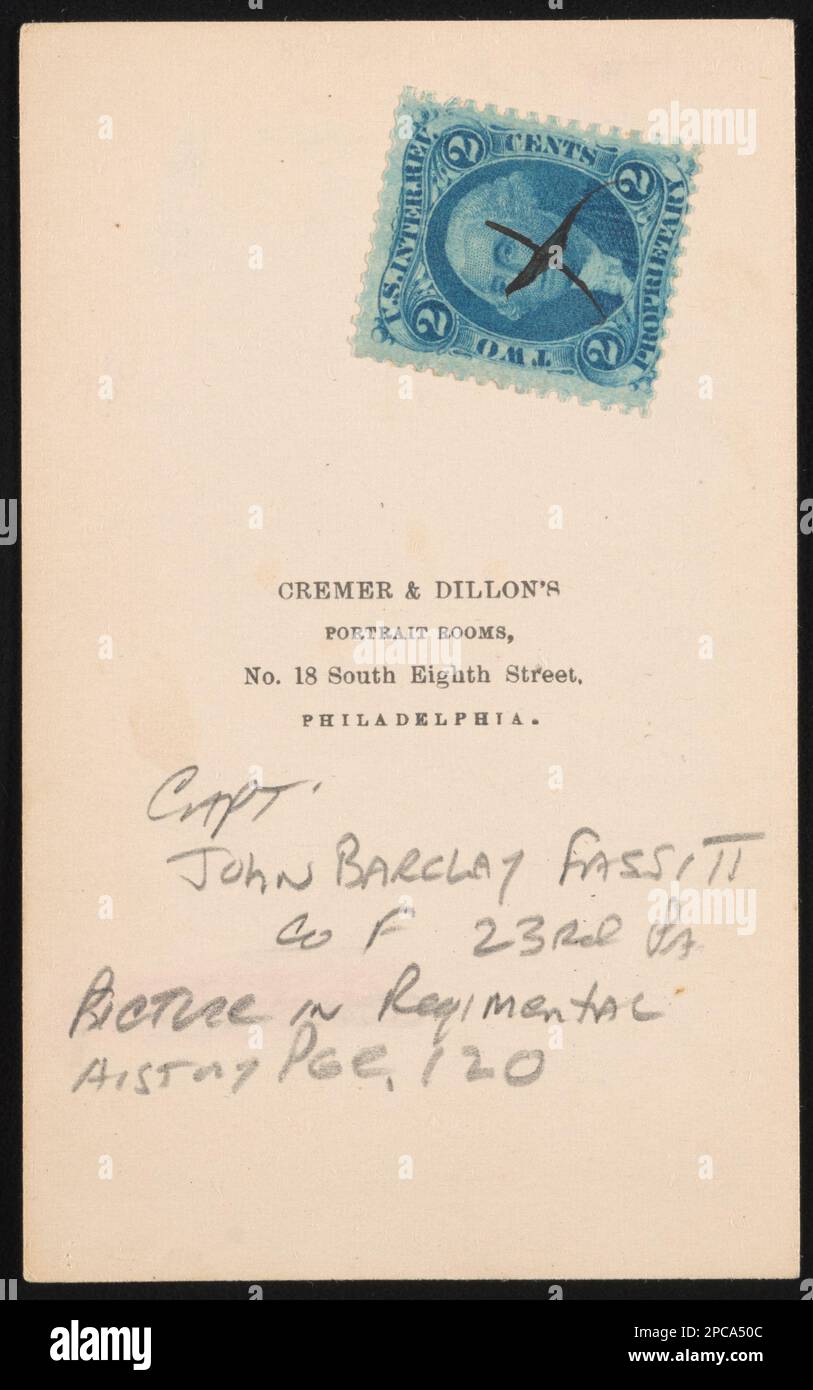Captain John Barclay Fassett of Co. F and Co. C, 23rd Pennsylvania ...