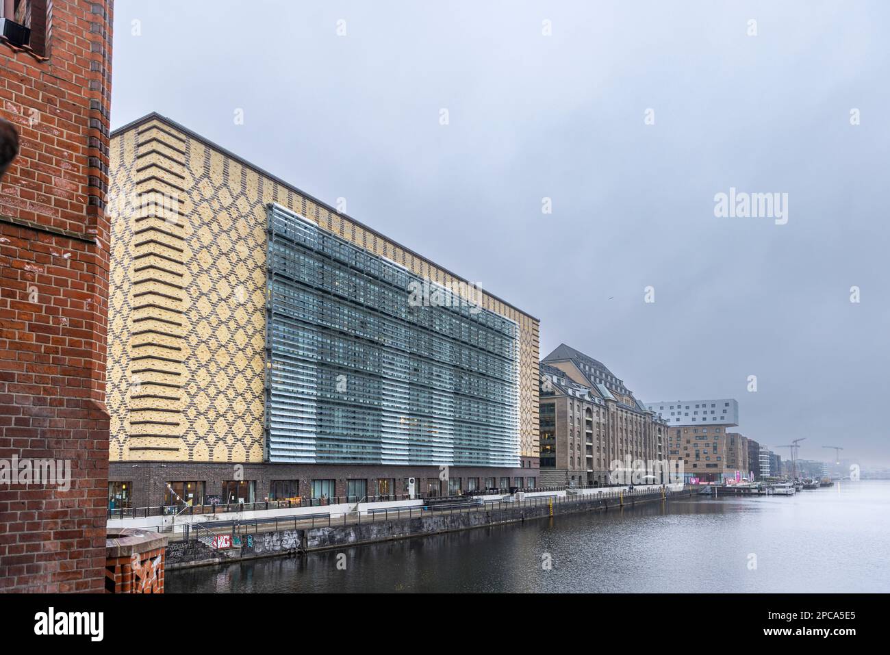 Prominent buildings on riverbanks of Spree river in Berlin Stock Photo ...