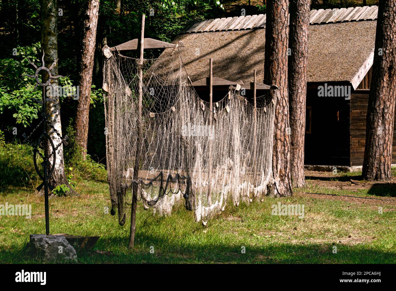 Old homemade net made of rope for catching handmade fish Stock Photo ...