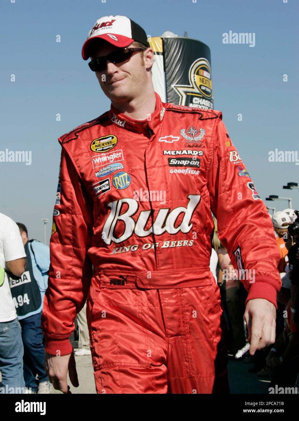 NASCAR driver Dale Earnhardt Jr., walks down pit road prior to the ...