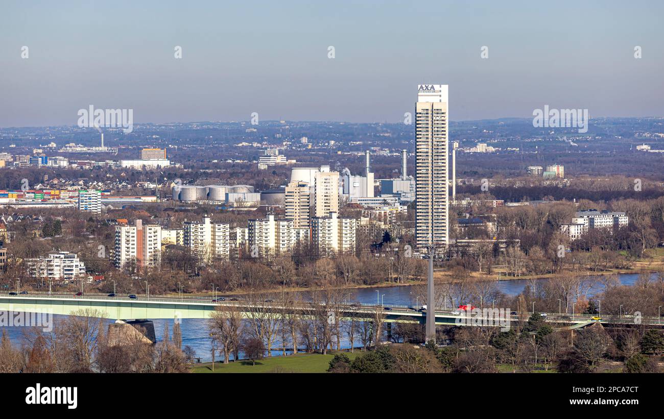 Skyscraper buildings rising above Cologne urban skyline on a bright ...