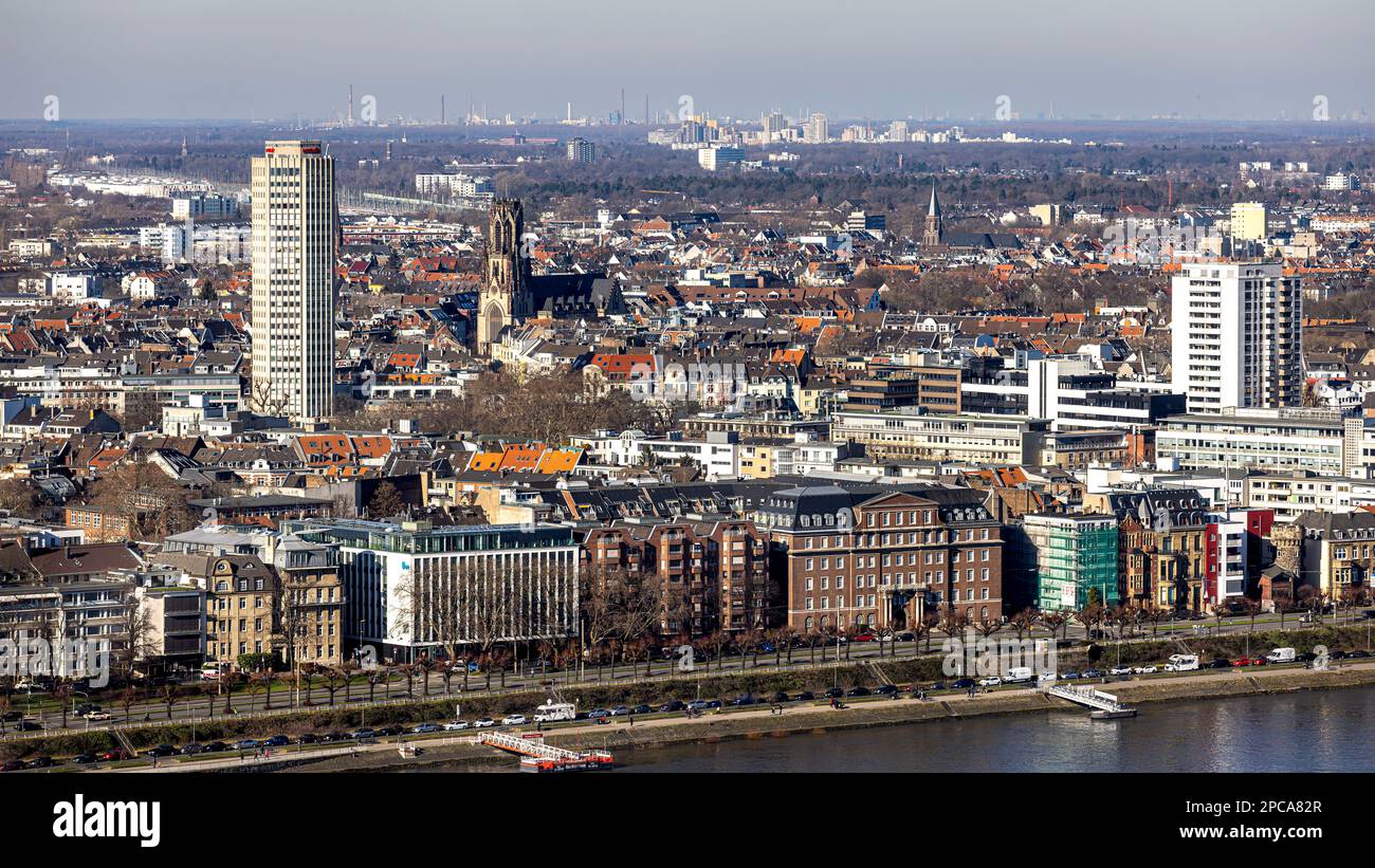 Skyscraper buildings rising above Cologne urban skyline on a bright ...