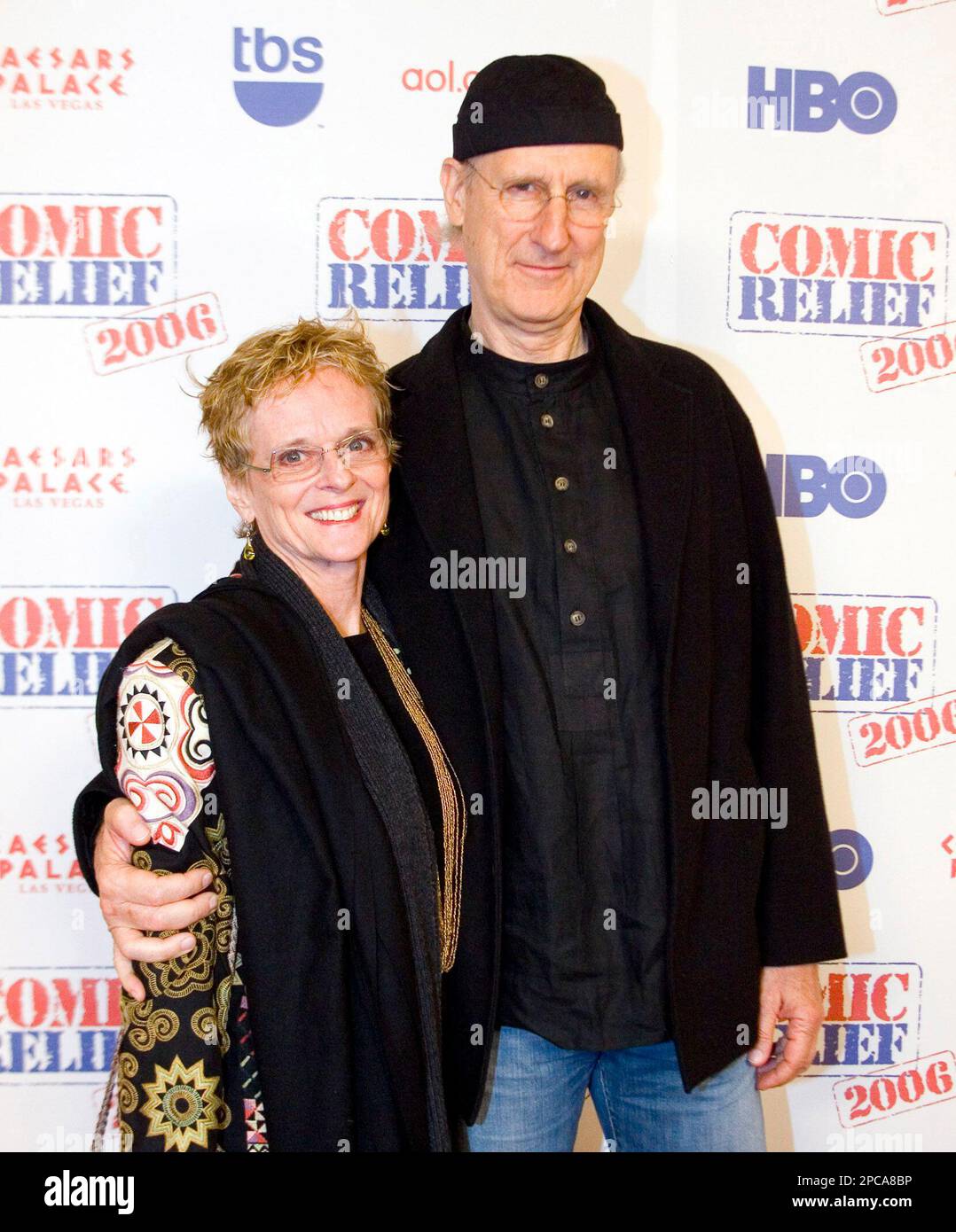 Actor James Cromwell(R) and his wife pose for a photo at "Comic Relief ...