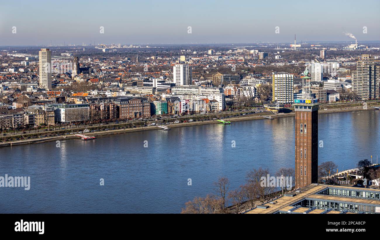 Skyscraper buildings rising above Cologne urban skyline on a bright ...