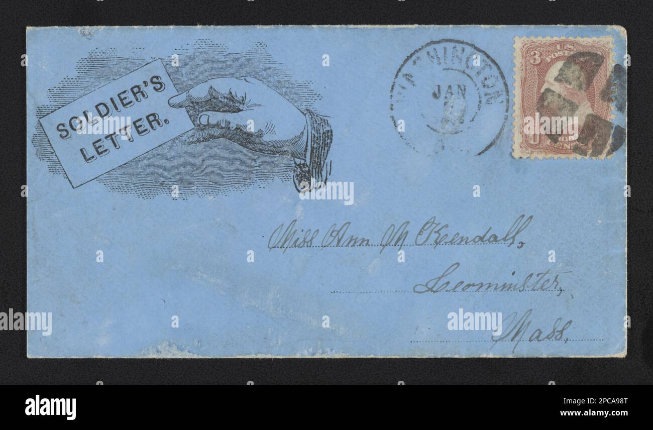 Civil War envelope showing hand holding envelope with the message ...