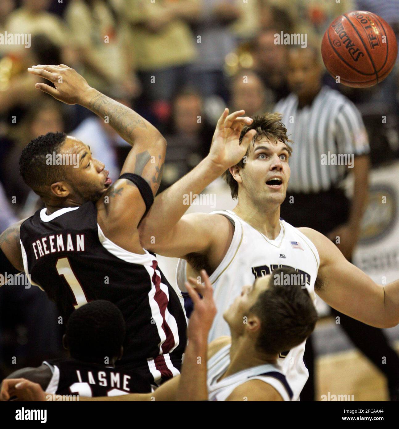 Pittsburgh's Aaron Gray, right, and Massachusett's Rashaun Freeman (1 ...