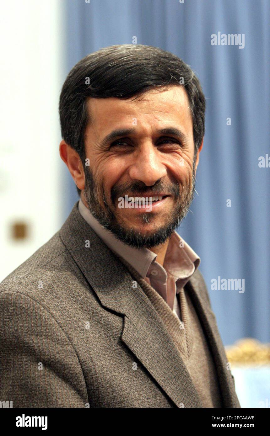 Iranian President Mahmoud Ahmadinejad prior to a meeting with speaker ...
