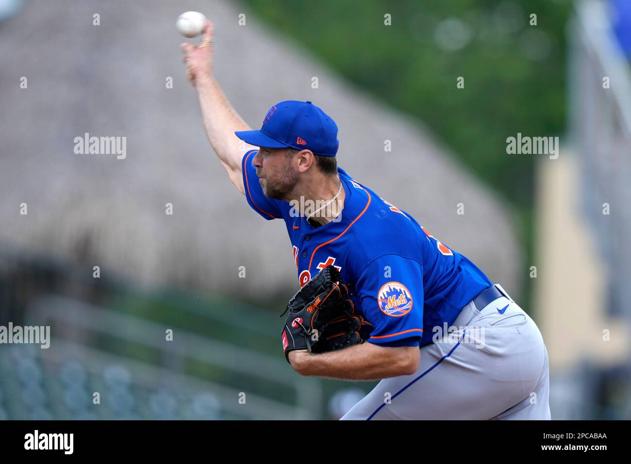 New York Mets starting pitcher Tylor Megill throws during the first ...
