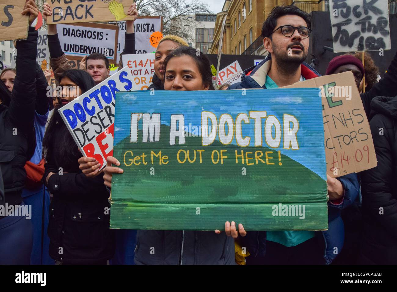 London, UK. 13th March 2023. Thousands of junior doctors and supporters ...
