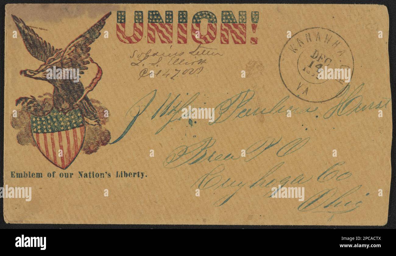 Civil War envelope showing eagle atop shield with messages "Union!" and ...