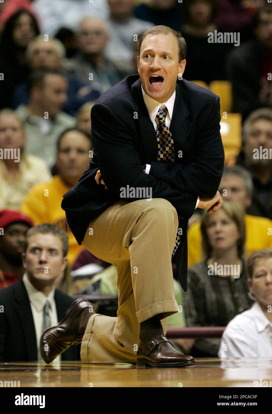 Minnesota coach Dan Monson yells at his players during the second half ...