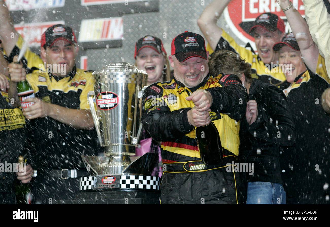 Craftsman Truck Series Champion Todd Bodine celebrates his championship ...