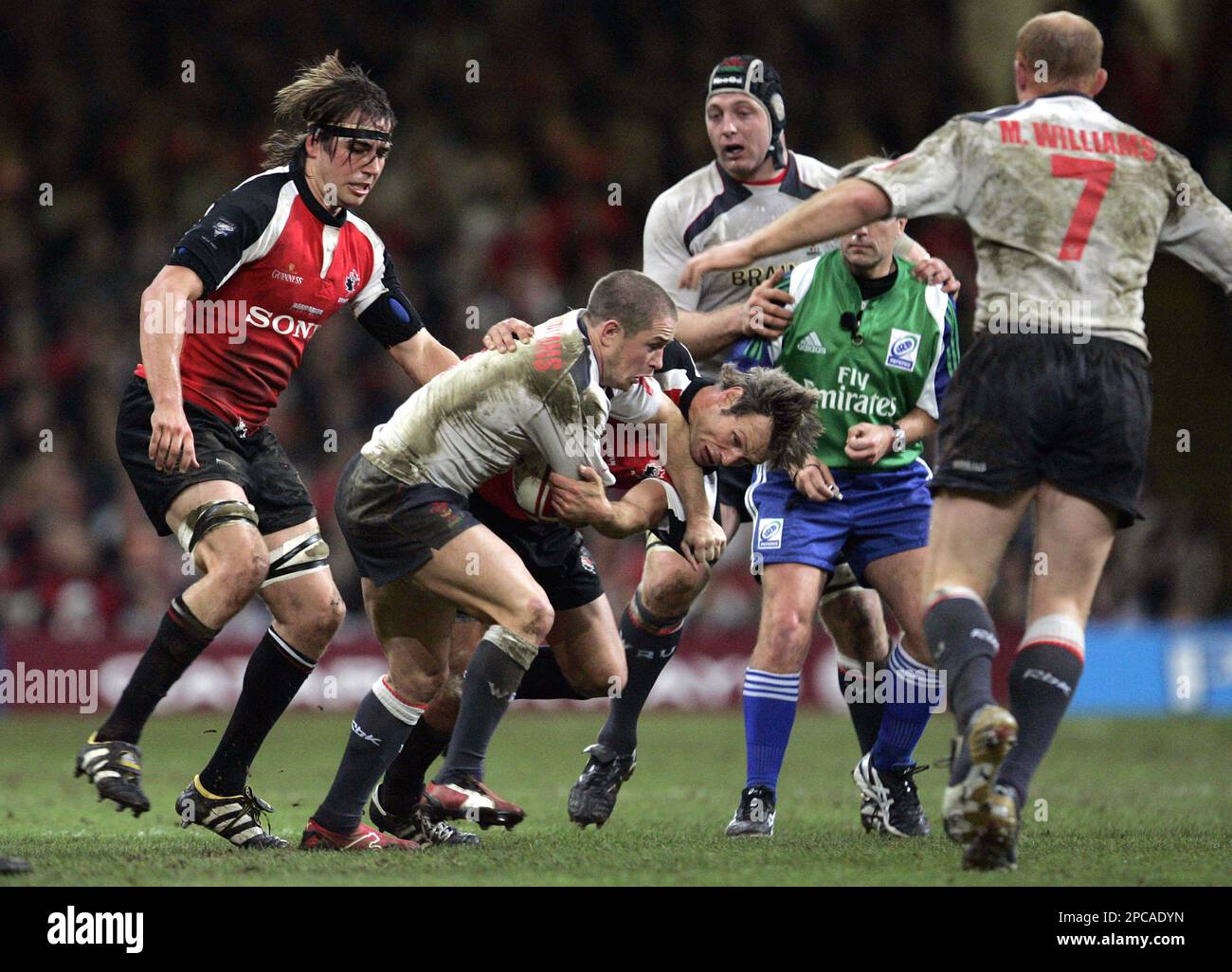 Wales Shane Williams, front centre, clashes with Canada's Morgan ...